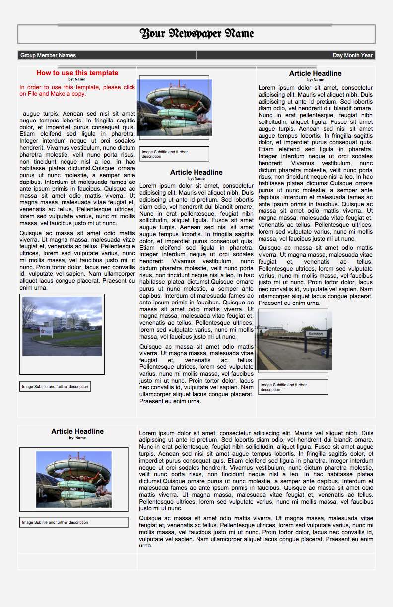 Newspaper Template Google Docs [ FREE ] - Edutechspot