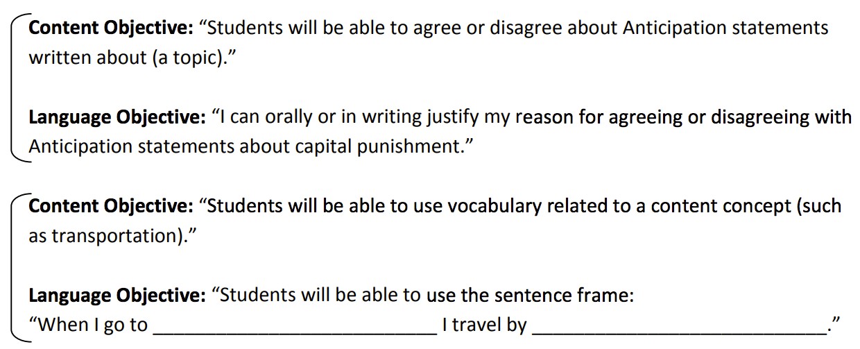 Content and Language Objectives Planning Template - Edutechspot