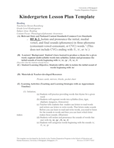 Lesson Plan Templates for Kindergarten - Edutechspot