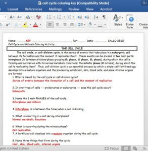 The Cell Cycle Coloring Worksheet - Edutechspot