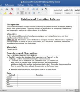 Evidence of Evolution Worksheet - Edutechspot