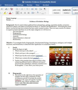 Evidence of Evolution Worksheet - Edutechspot