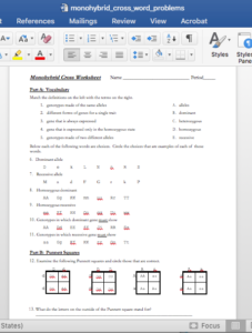 Monohybrid Cross Worksheet - Edutechspot