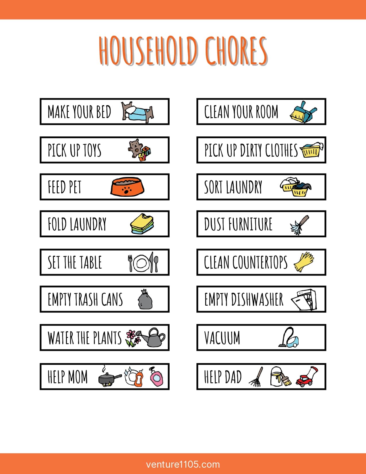 Chore Chart Template - Edutechspot