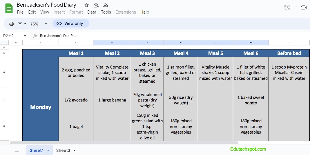 Google Docs Meal Planner - Edutechspot