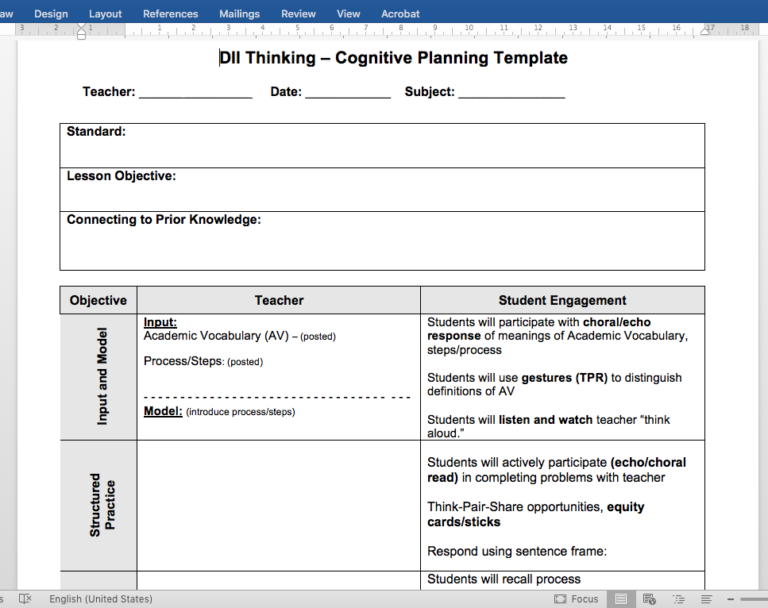 Direct Instruction Lesson Plan Template - Edutechspot
