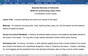Madeline Hunter Lesson Plan Template - Edutechspot
