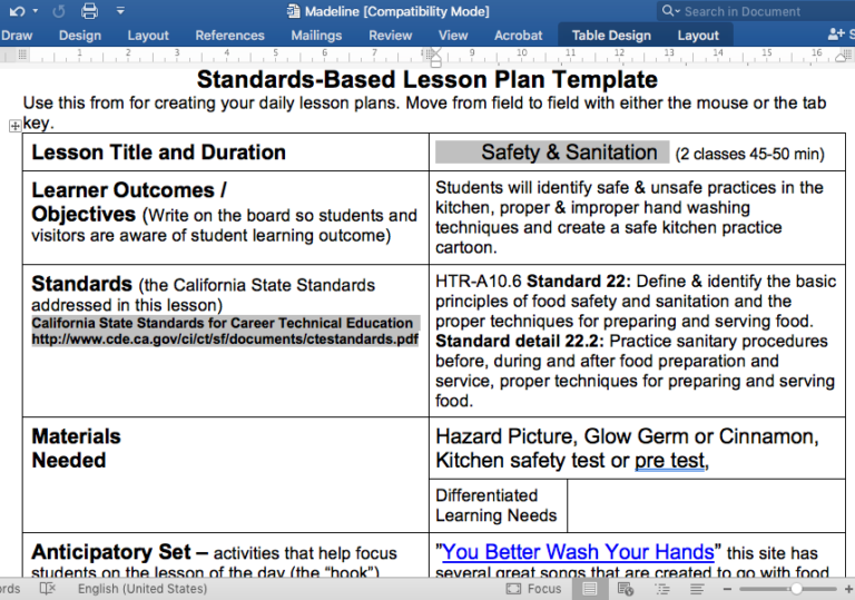 Madeline Hunter Lesson Plan Template - Edutechspot