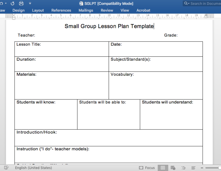 Small Group Lesson Plan Template Edutechspot Small Group Lesson Plan Template Edutechspot