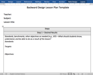 Backward Design Lesson Plan Template - Edutechspot