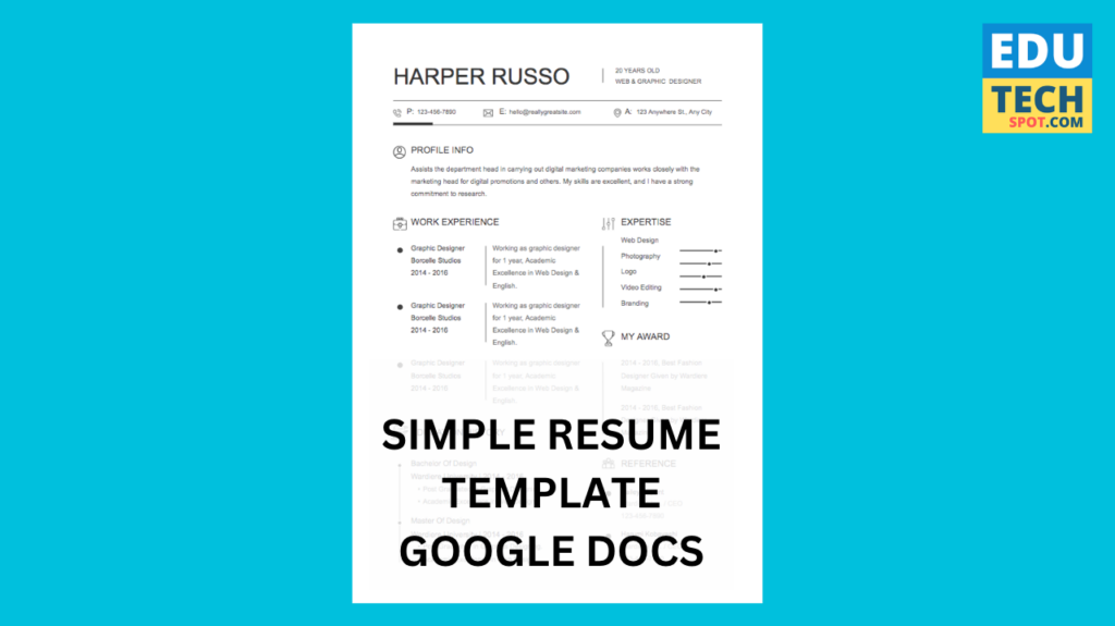 Simple Resume Template Google Docs - Edutechspot