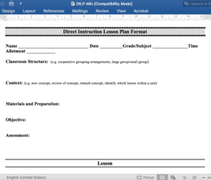 Direct Instruction Lesson Plan Template - Edutechspot